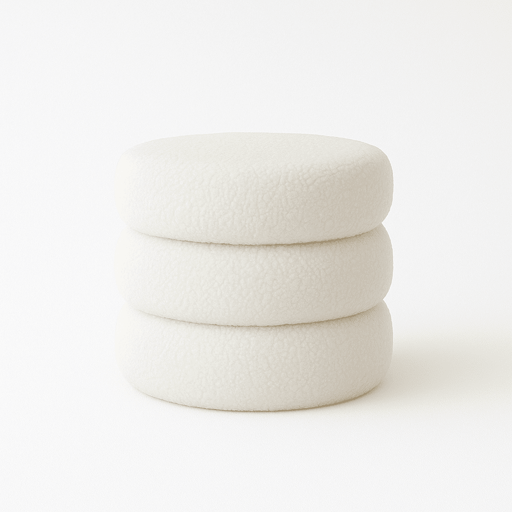 Leia 3 Layer White Fleece Round Stool - Furniture Shop Malaysia