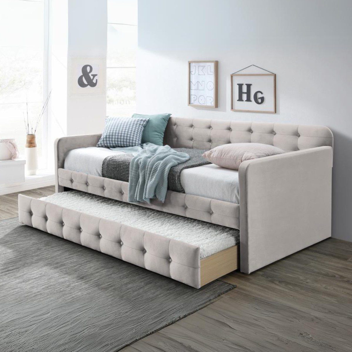 Quinn Chesterfield Trundle Super Single Bed Frame - #1 Bedframe