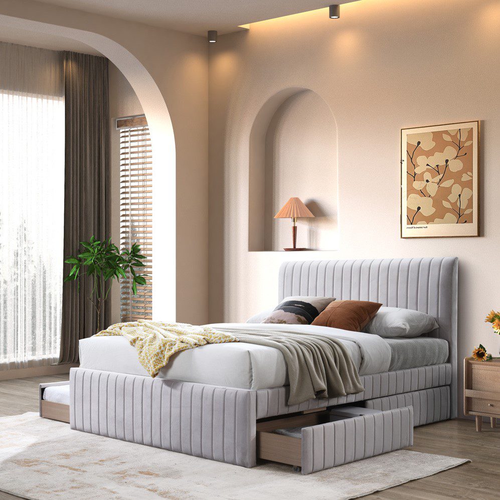 Zoey Pull Out Bed & Drawer Storage Queen Bed Frame - #1 Bed Malaysia