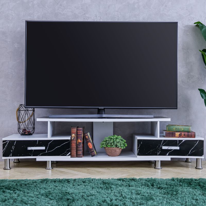 Korra Designer Marble Strap Surface 6ft TV Rack - Bed Furniture