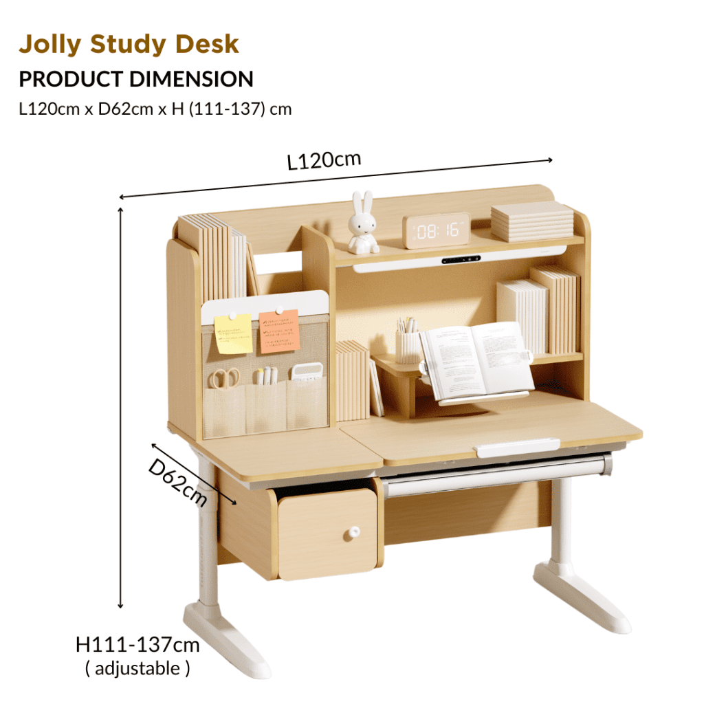 Ergonomic Wooden Study Desk Malaysia – Jolly LED Study Table